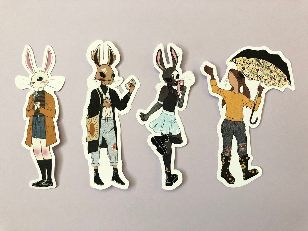Soft Bunny Girl Sticker Aesthetic Fashion Sticker Rabbit - Etsy