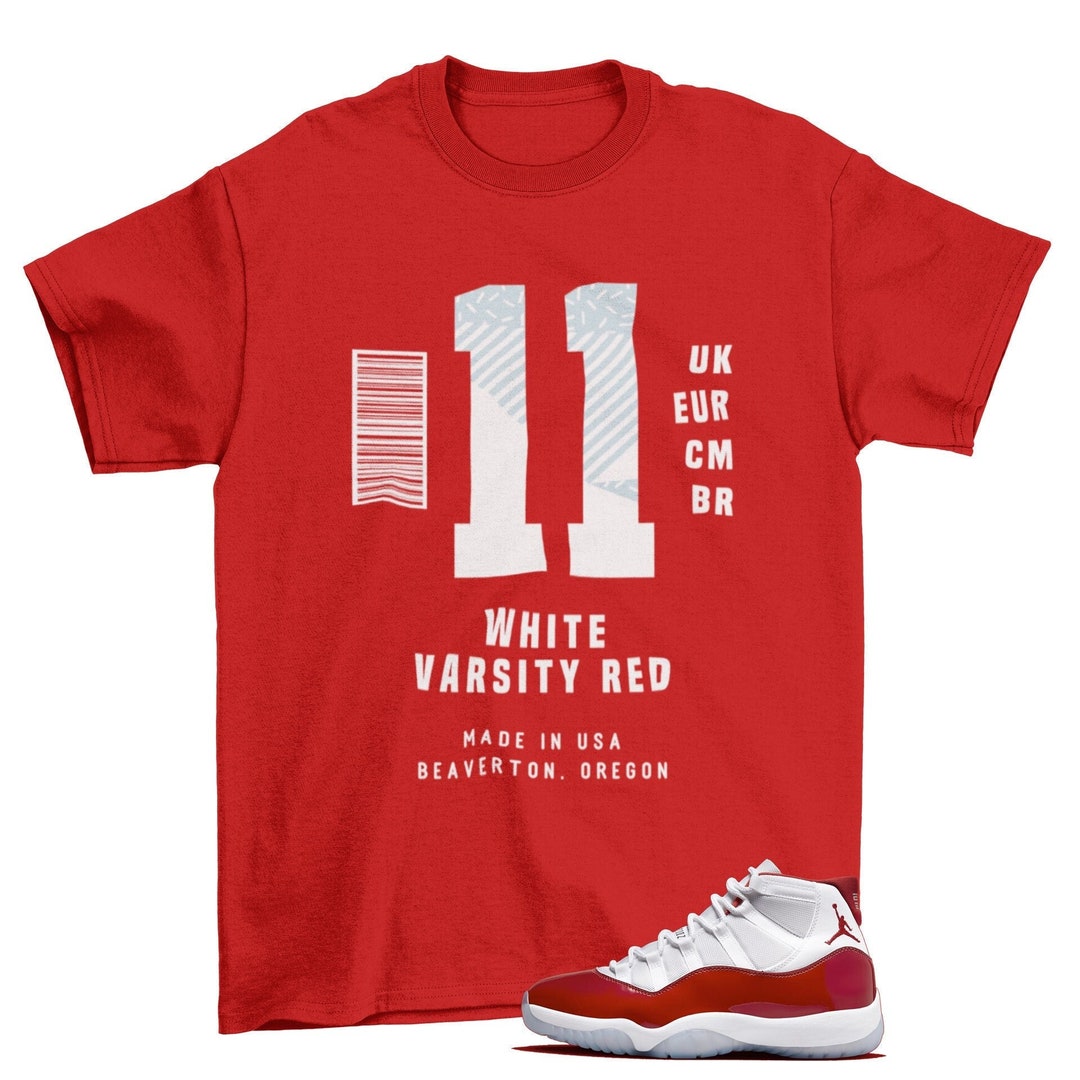 Box Label Jordan Retro 11 Cherry Red Sneaker Matching Tee Shirt - Etsy