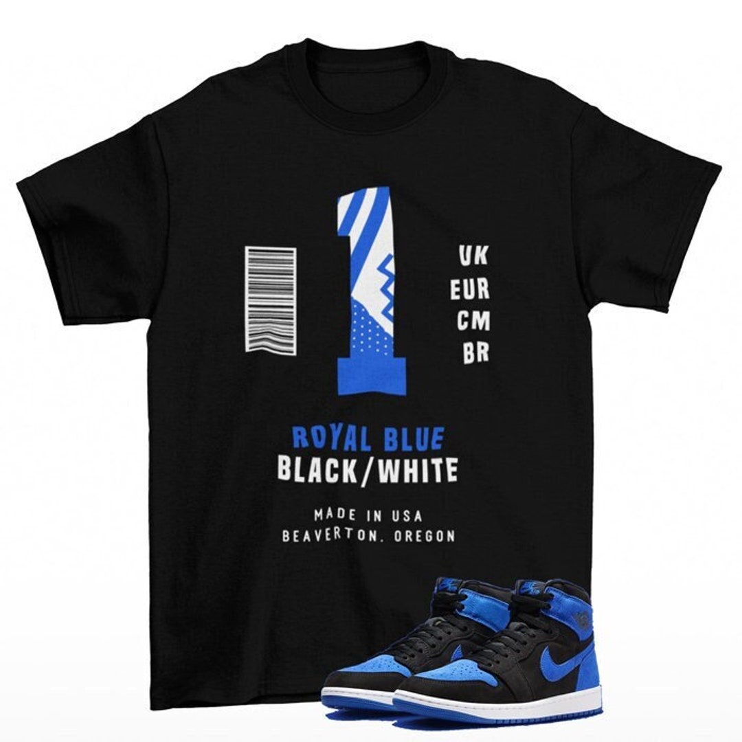 Box Label Jordan 1 High OG Royal Reimagined Sneaker Matching Tee Shirt ...