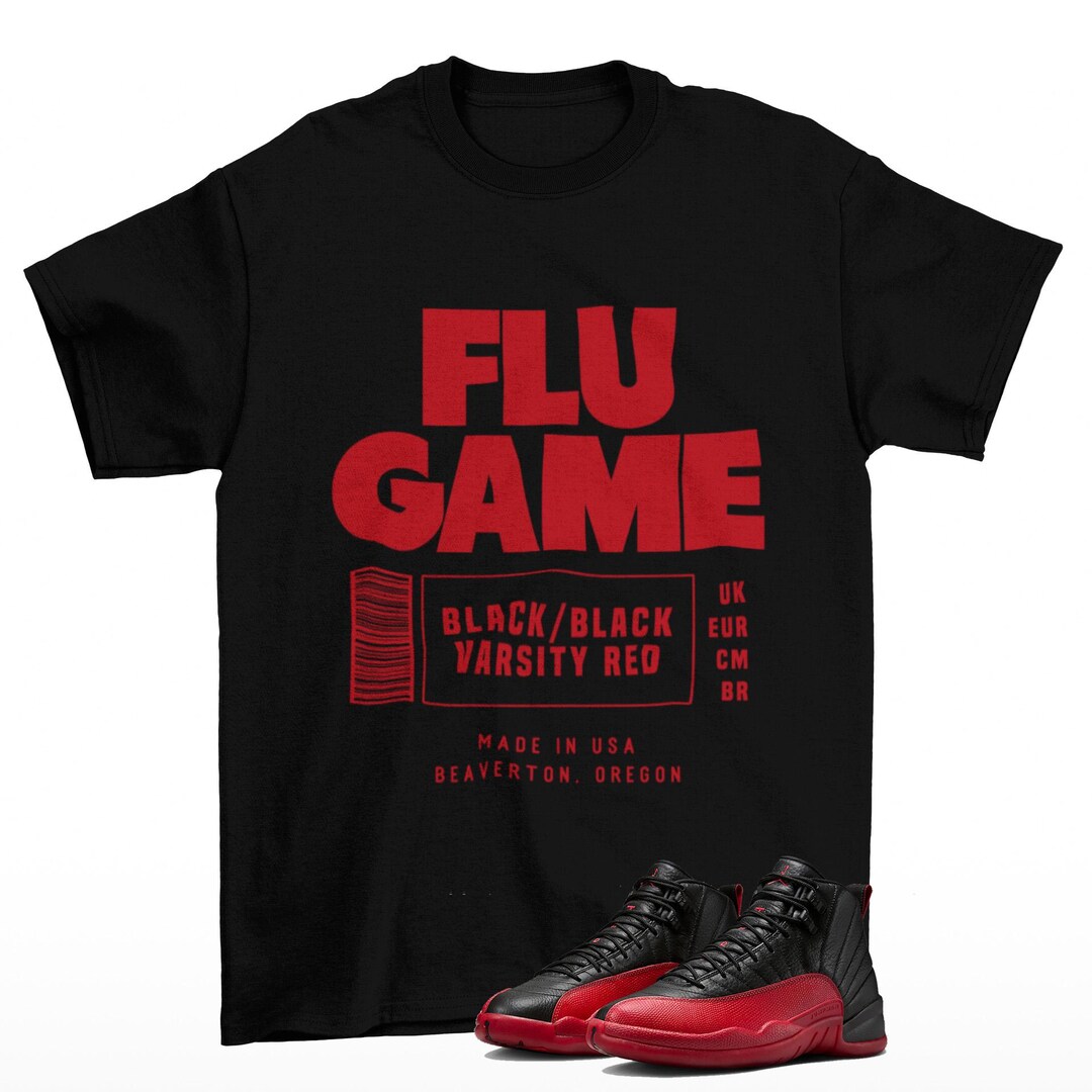 Sneaker Label Jordan 12 Flu Game Sneaker Matching Tee Shirt - Etsy