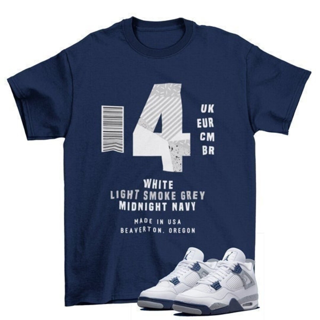 Box Label Jordan 4 Midnight Navy Matching Sneaker Tee Shirt - Etsy