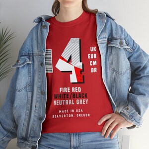 Box Label Jordan 4 Red Cement Sneaker Matching Tee Shirt Red - Etsy