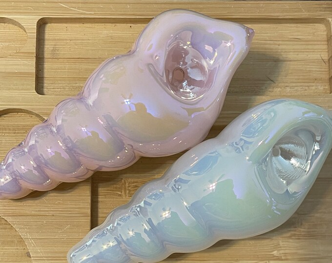 Blue Green Shell Shaped Glass Bowl 10 Inch - Etsy