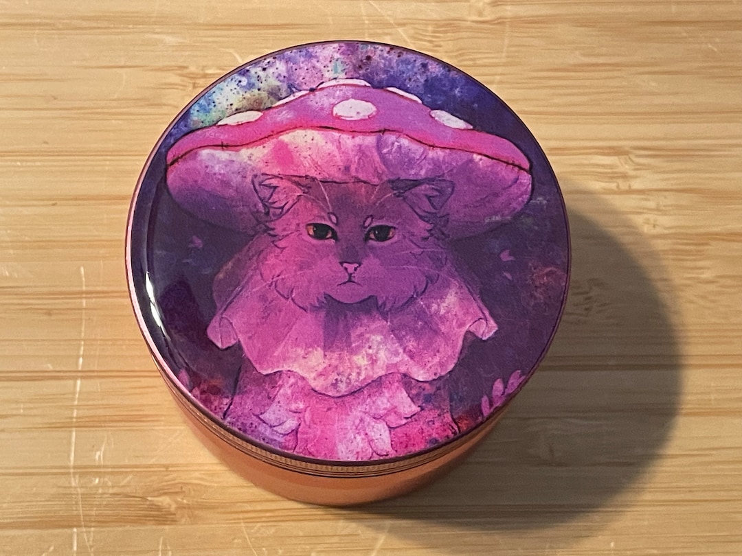 Grinder Herb Grinder Mushroom Grinder Space Cat Grinder Trippy Grinder Hippy Cat Girly Pink ...