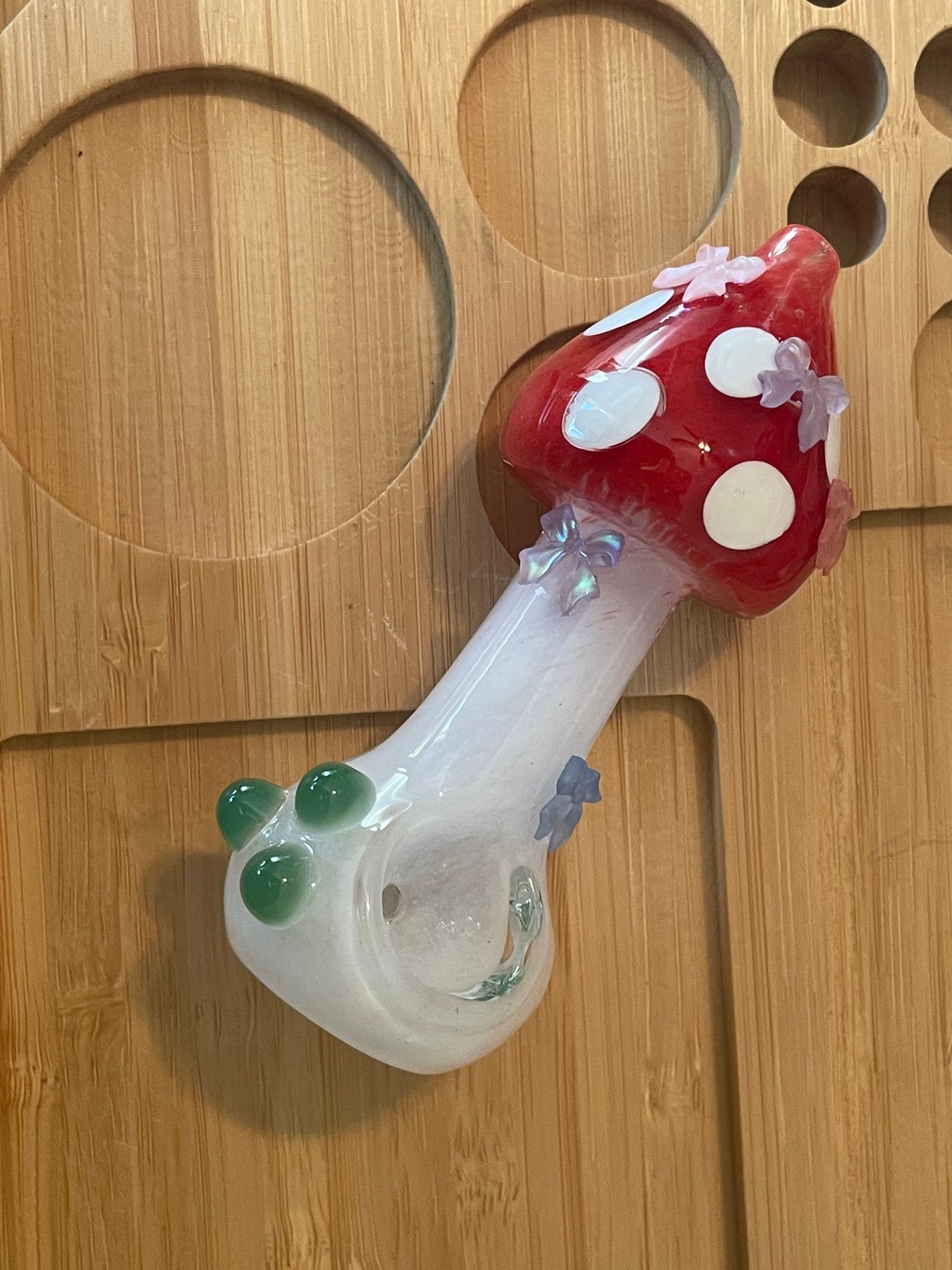 Glass Pipe Mushroom Pipe Gift Bows Red Hand Pipe Glass - Etsy