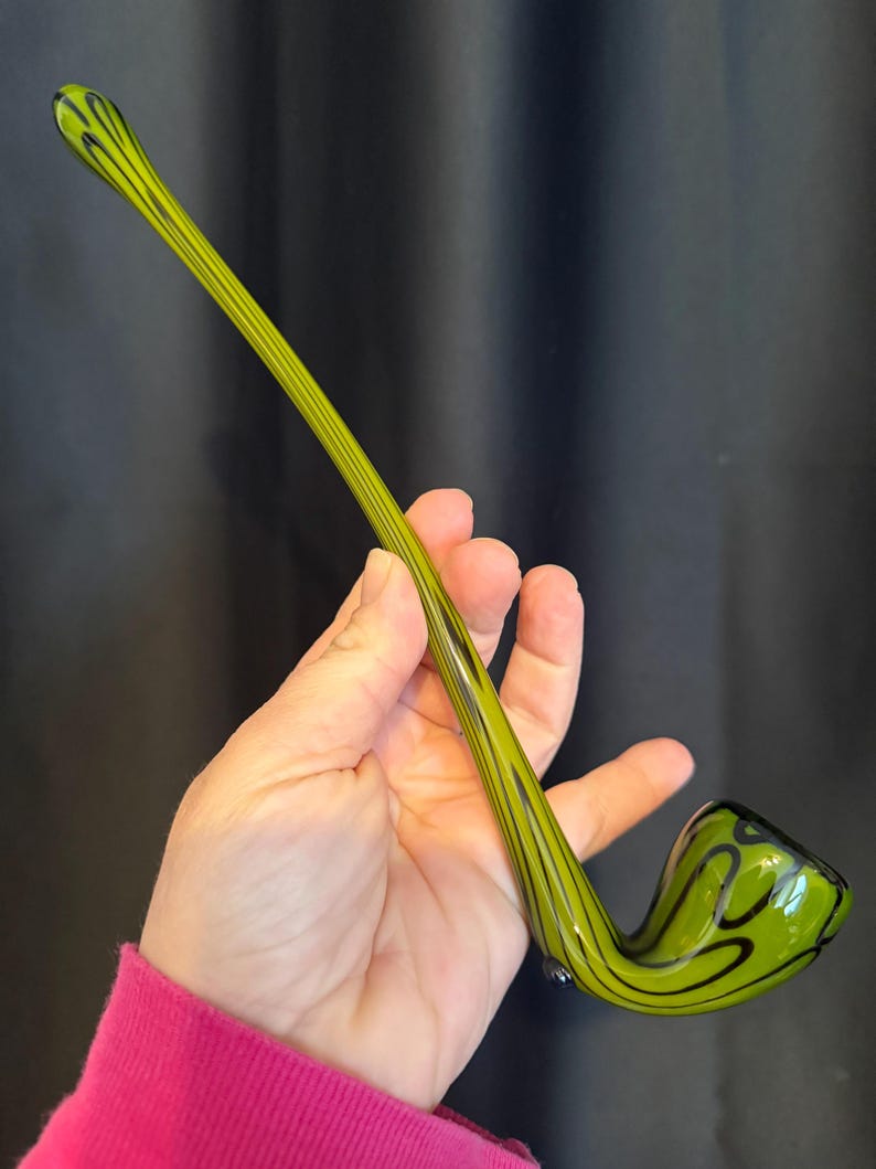 Gandalf Pipe Glass Pipe Green Swirl Pipe Hand Pipe Sherlock Pipe 12" - Etsy