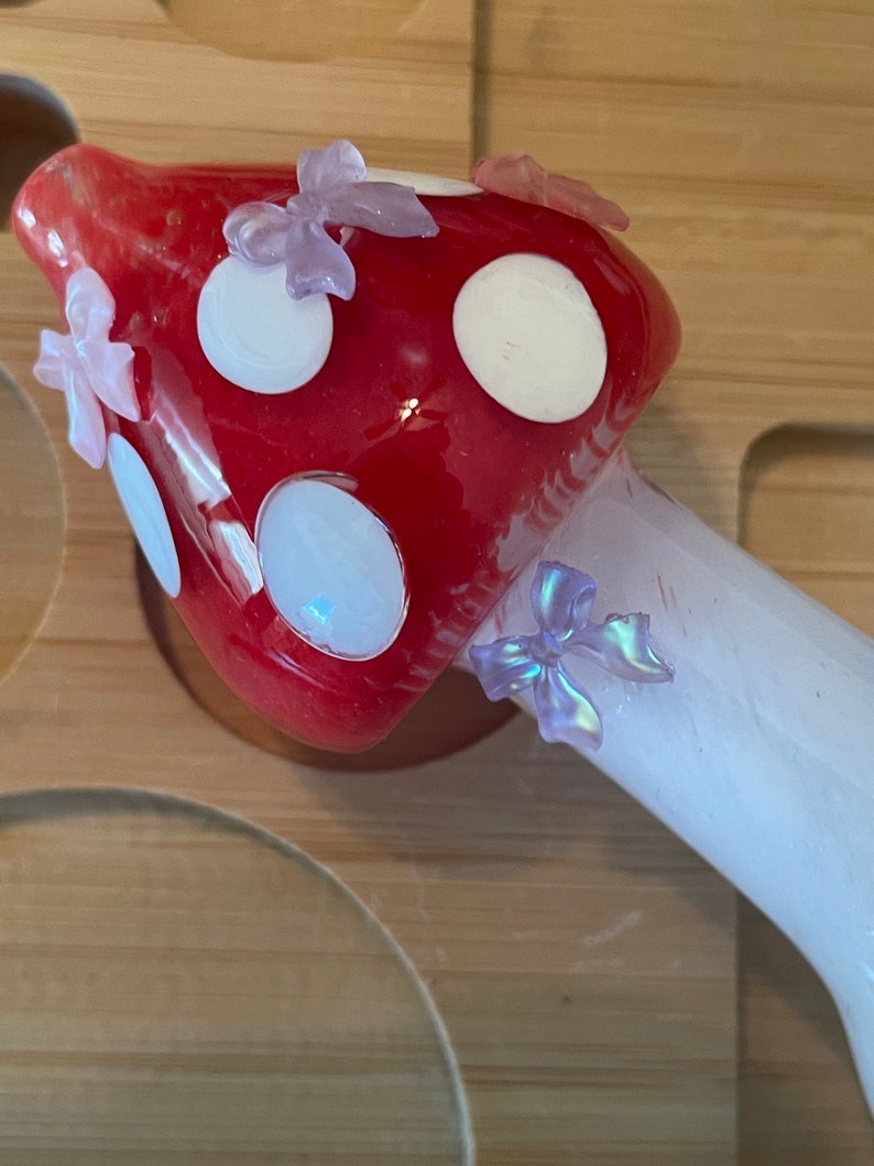 Glass Pipe Mushroom Pipe Gift Bows Red Hand Pipe Glass - Etsy