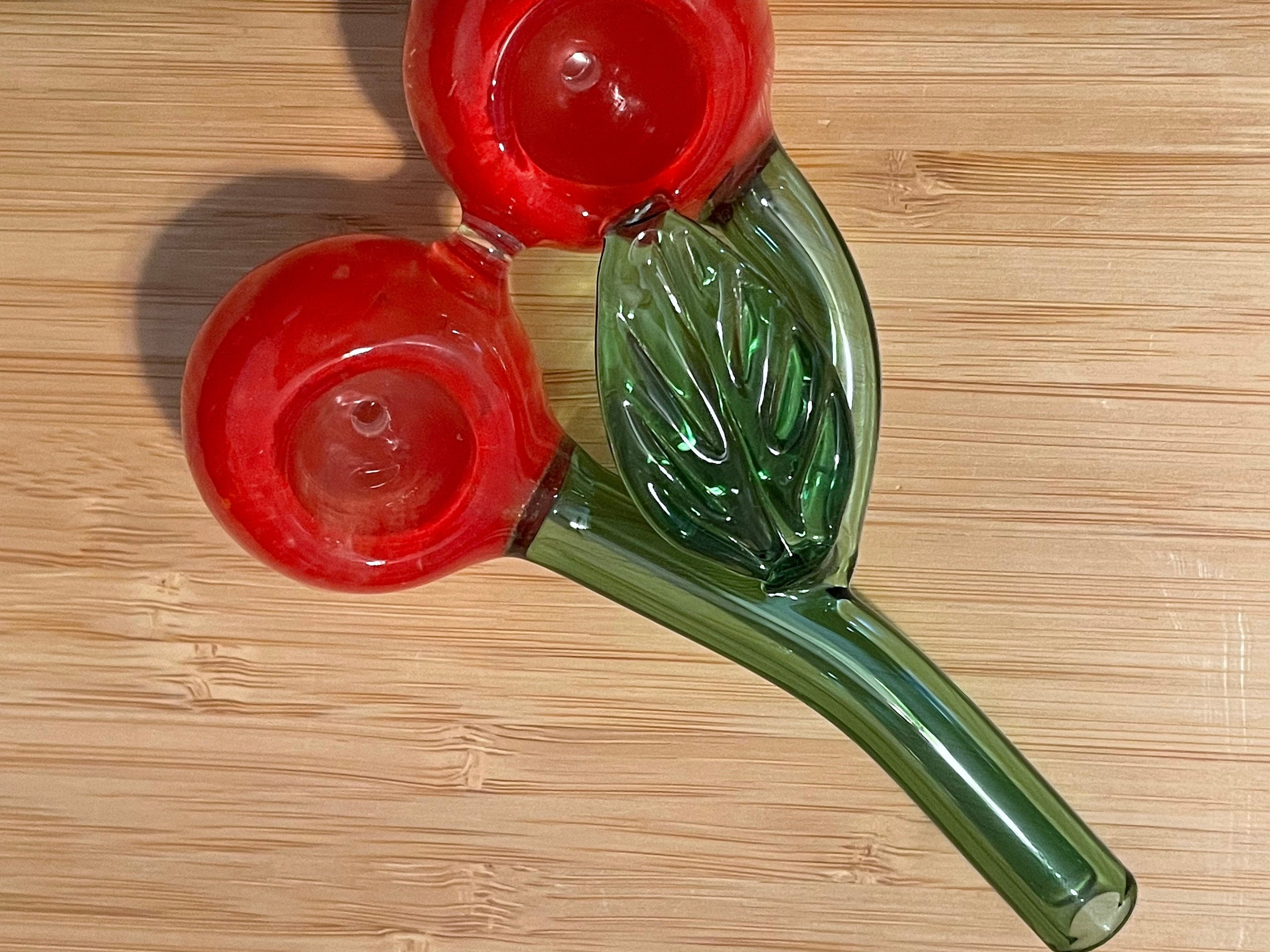 Double Bowl Pipe Glass Cherry Pipe Double Bowl Cherry Bowl - Etsy