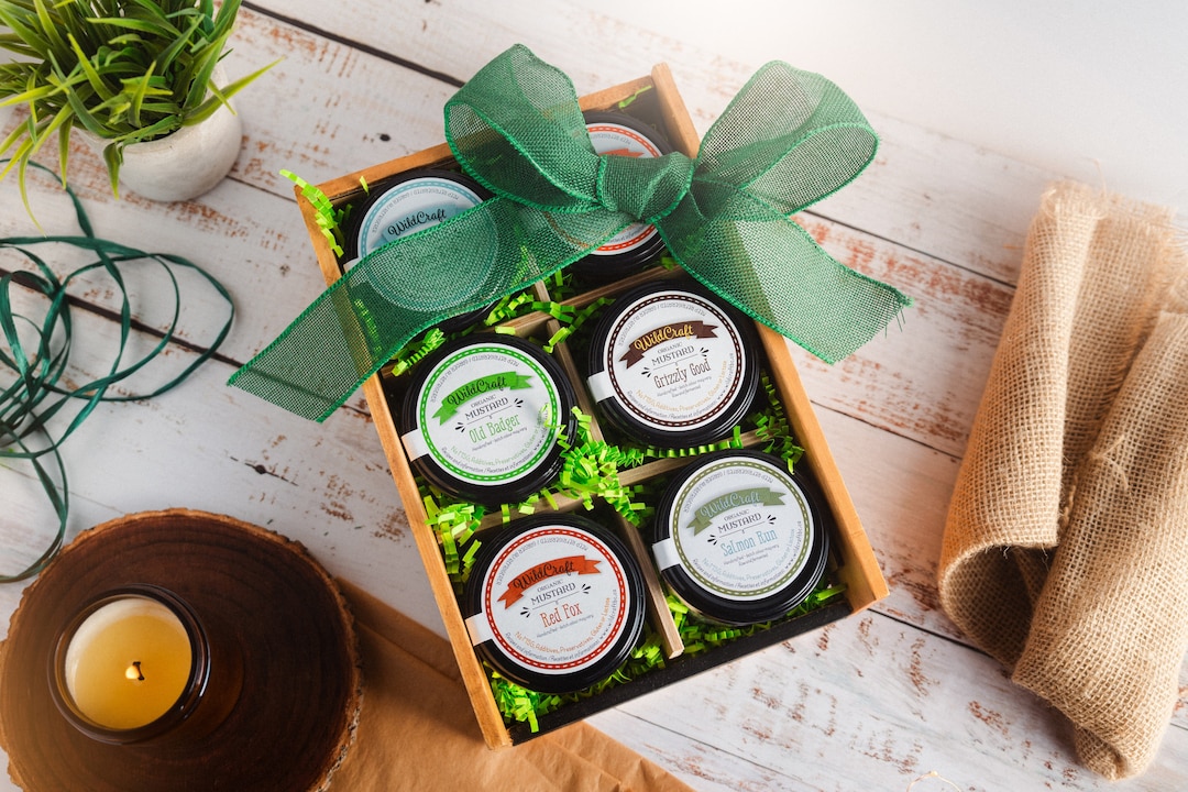 Exclusive Mustard Gift Box - Customizable Wooden Gift Set - 6x Mustards ...