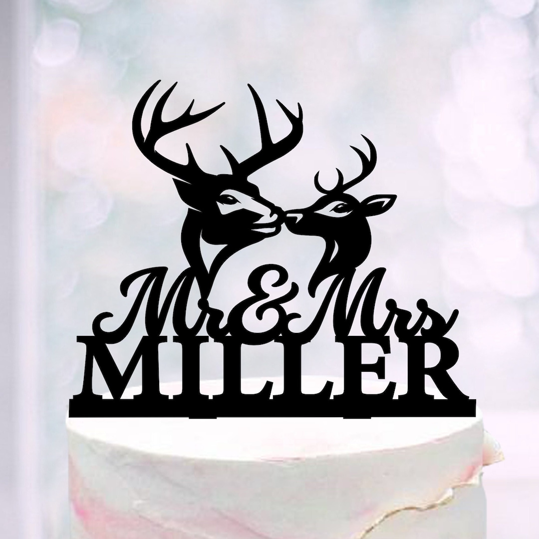 Deer Wedding Cake Topper, Buck and Doe Cake Topper, Kiss Deer Cake ...