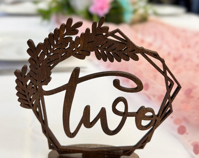 Table Numbers, Elegant Wooden Table Numbers, Hexagon Table Numbers ...