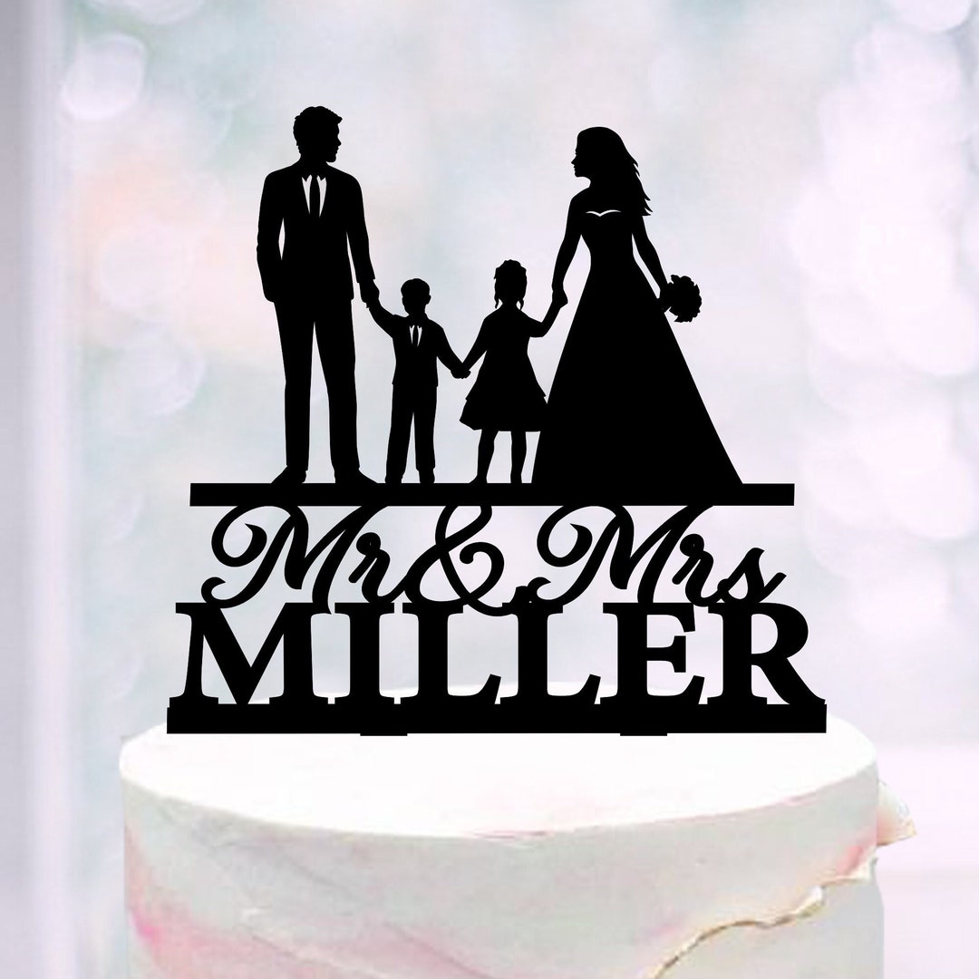 Family Wedding Cake Topper, Bride and Groom Family Cake Topper, Family ...