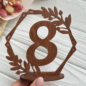 Table Numbers, Elegant Wooden Table Numbers, Hexagon Table Numbers ...