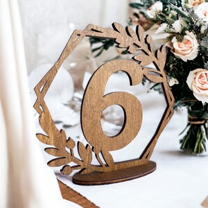 Table Numbers, Elegant Wooden Table Numbers, Hexagon Table Numbers ...
