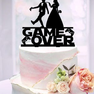Funny Video Game Over Wedding Cake Topper Bride and Groom Gamer Wedding ...