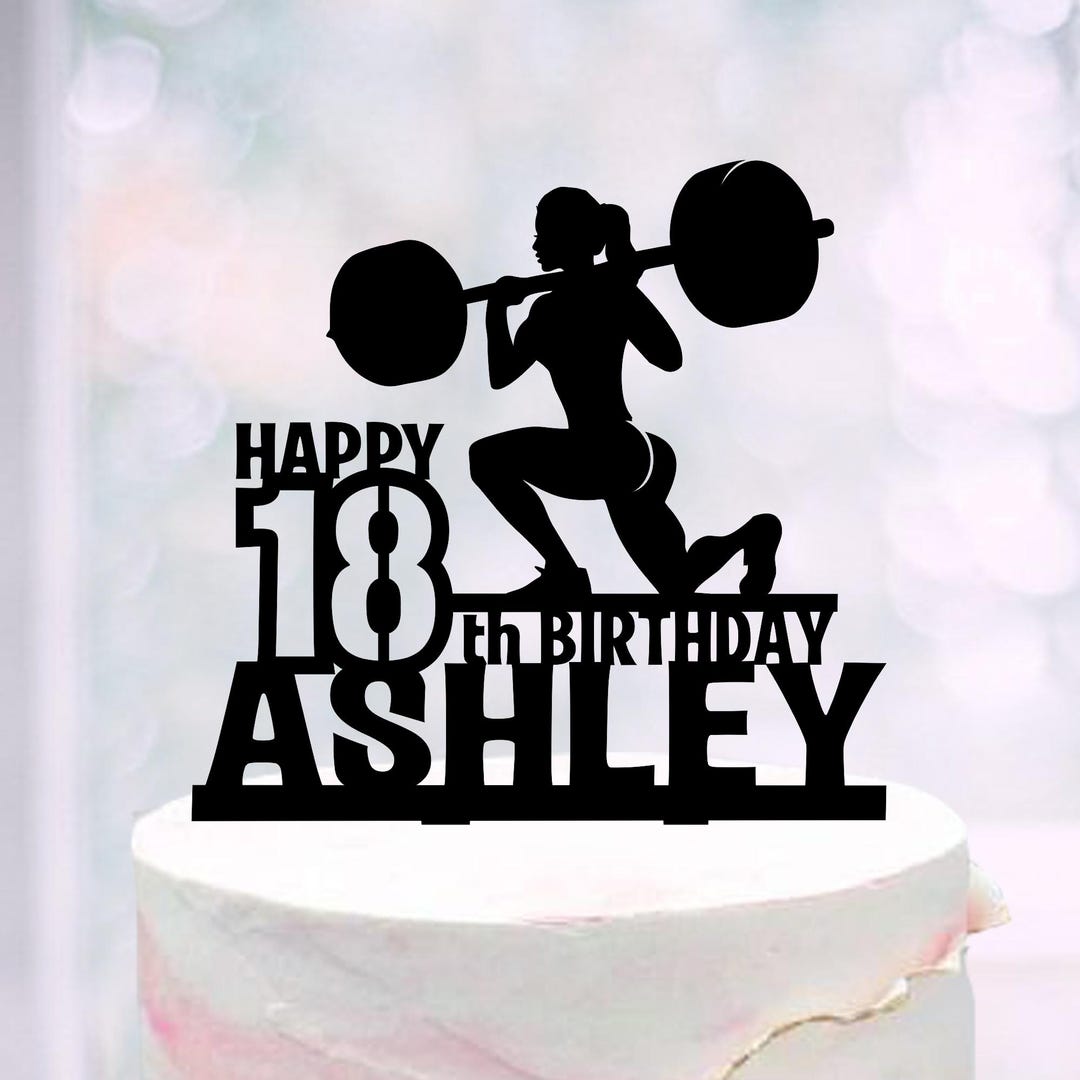 Any Name and Age Female Bodybuilding Birthday Cake Topper, Fitness Cake ...