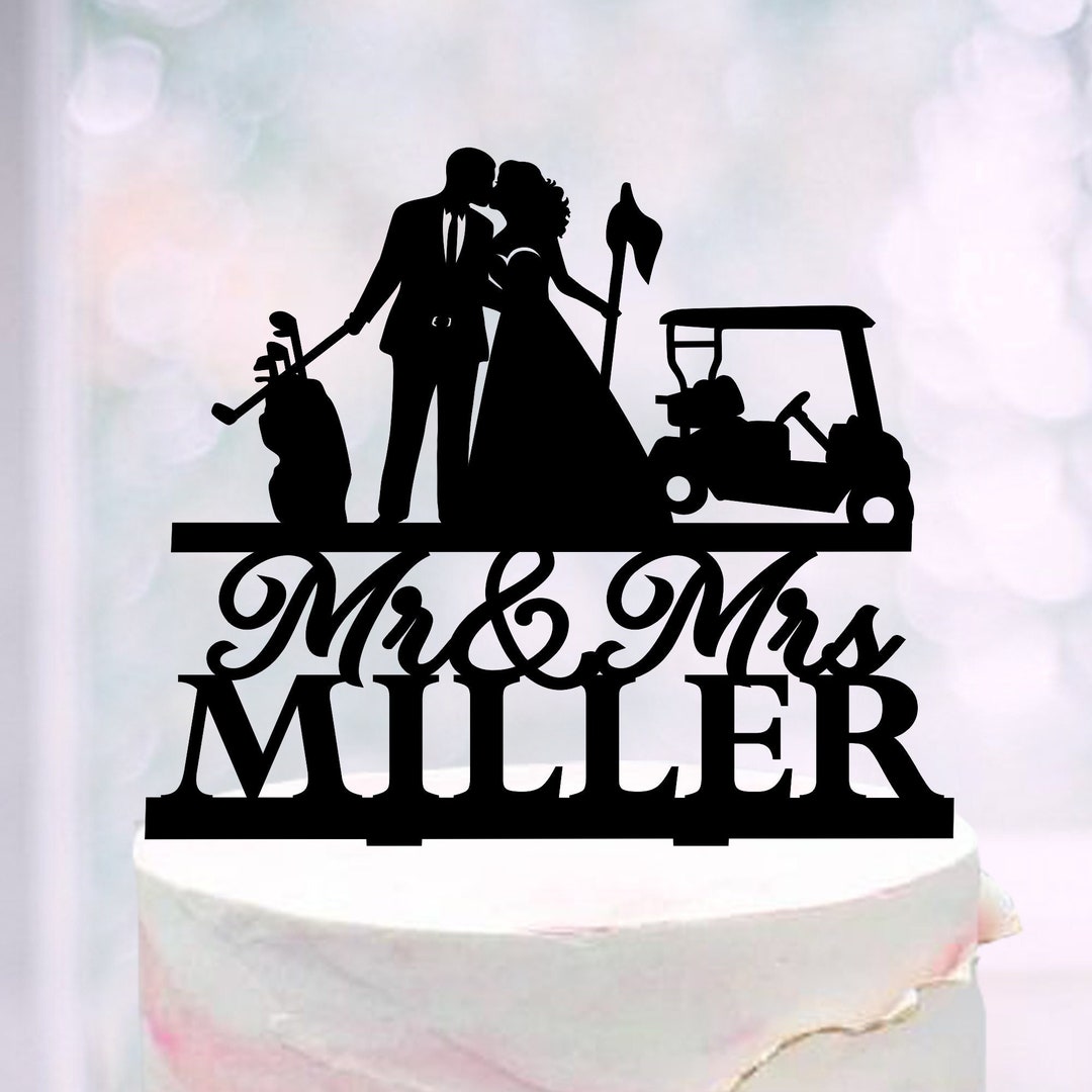 Golf Cake Topper Wedding, Golfing Wedding Cake Toppers, Bride and Groom ...