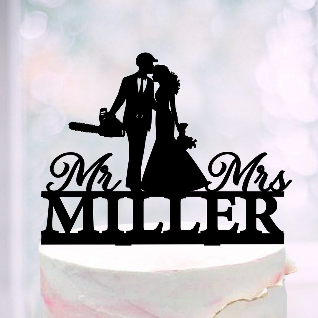 Lumberjack Wedding Cake Topper, Logger Groom and Bride Cake Topper ...
