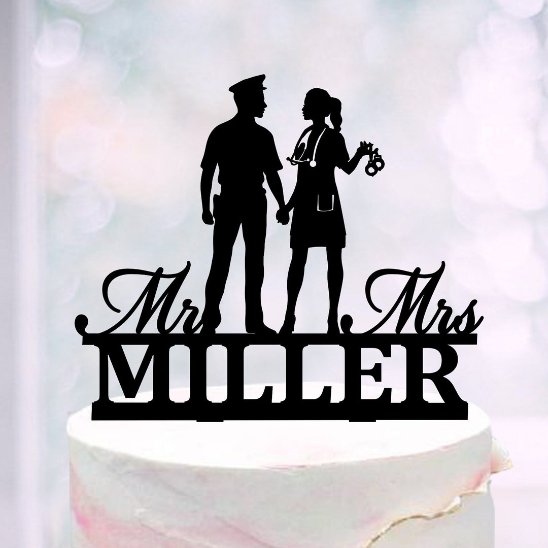 Police Cake Topper, Nurse Wedding Cake Topper, Personalized Policeman ...