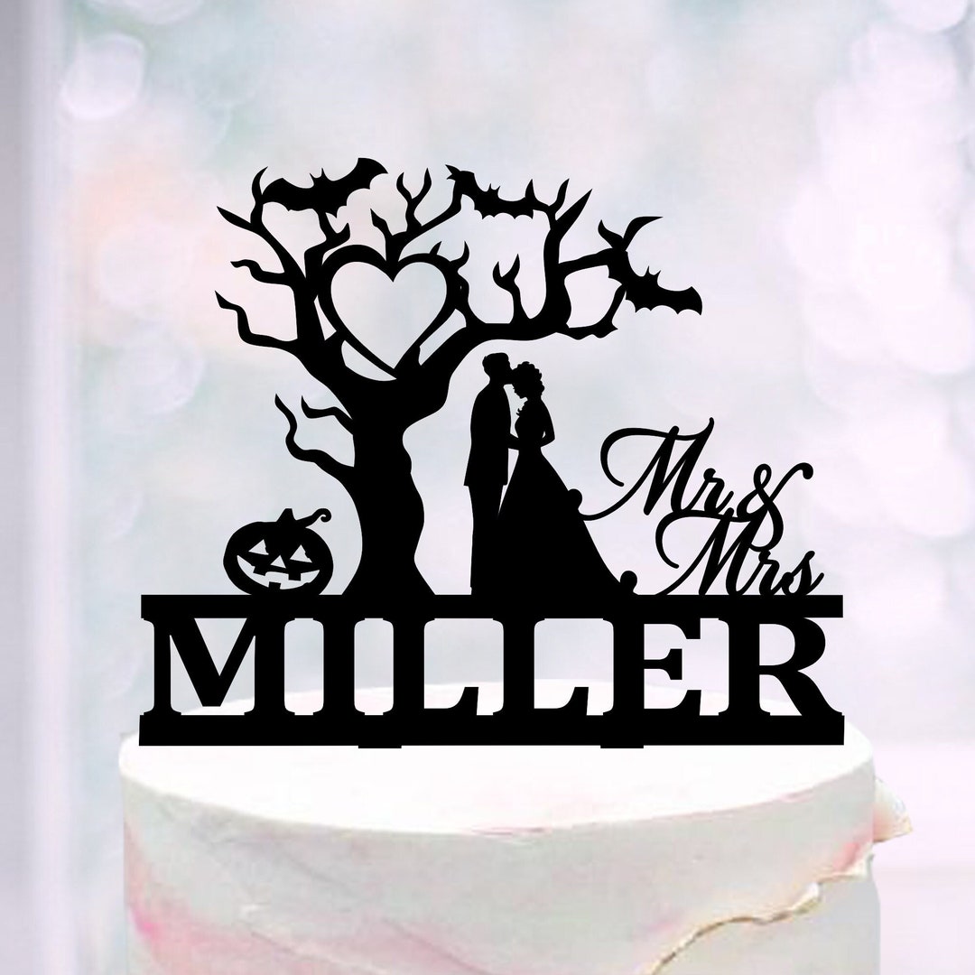 Halloween Wedding Cake Topper, Gothic Cake Topper, Halloween Cake ...