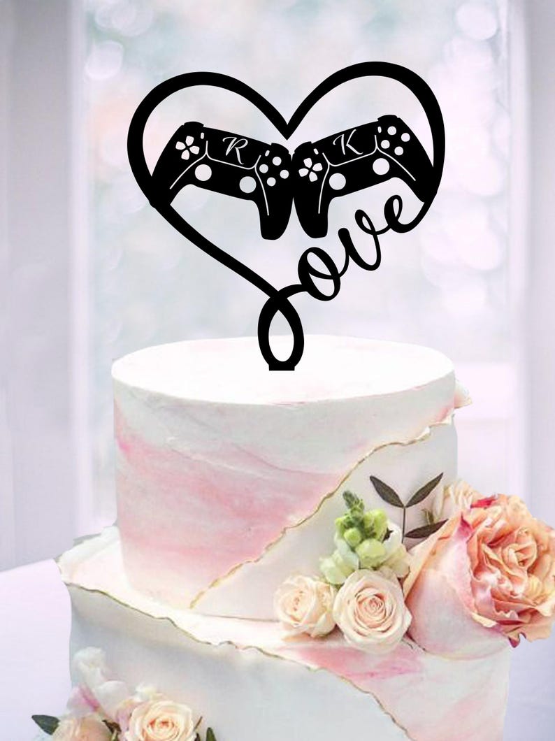 Gamer Wedding Cake Topper, Gamers Gamepads Wedding Cake Decorations ...