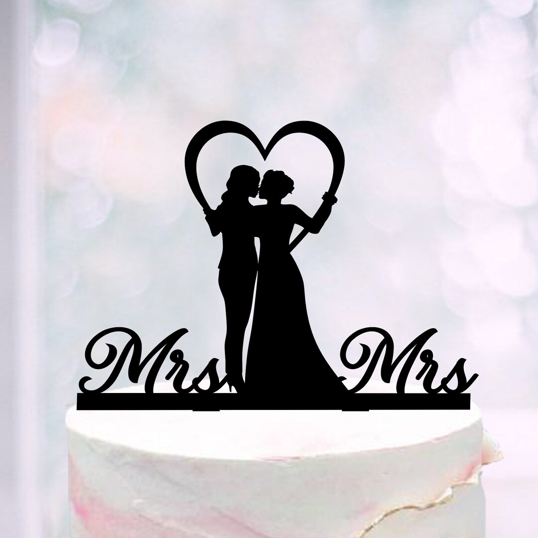 Mrs & Mrs Cake Topper, Two Brides Wedding Cake Decoration, Lesbian ...