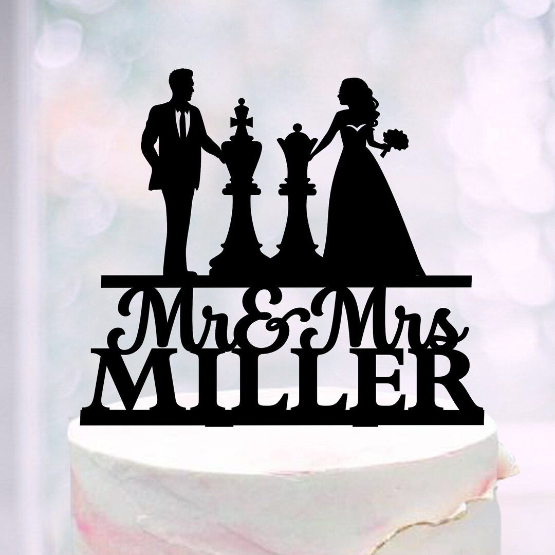 Chess Wedding Cake Topper, Chess King and Queen Wedding Topper, Chess ...
