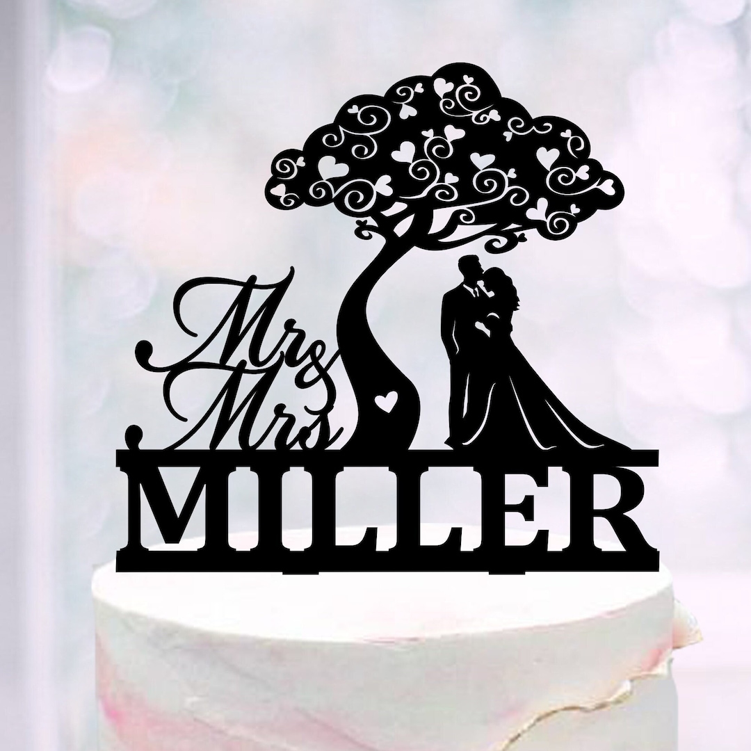 Tree Wedding Cake Topper, Bride and Groom Cake Topper, Personalized ...
