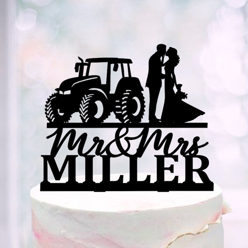 Tractor Wedding Cake Toper Ranch Cake Topper With Tractor - Etsy