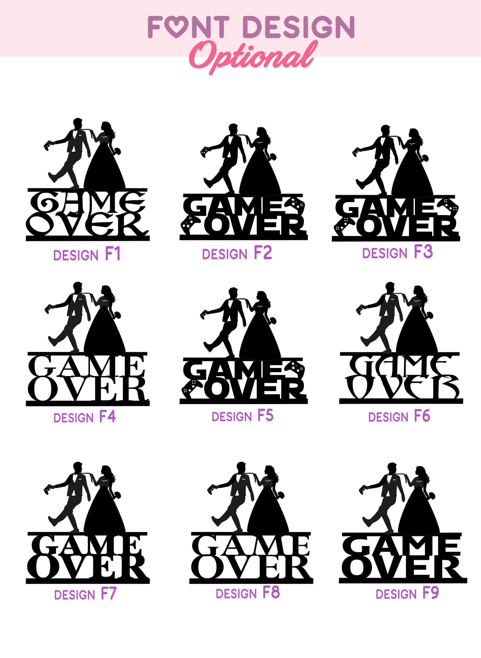 Funny Video Game Over Wedding Cake Topper Bride and Groom Gamer Wedding ...