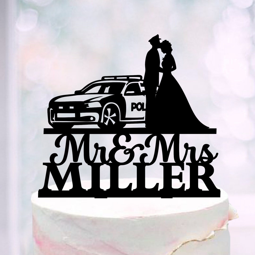 Police Wedding Cake Topper, Police Cake Toppers, Police Car and Couple ...