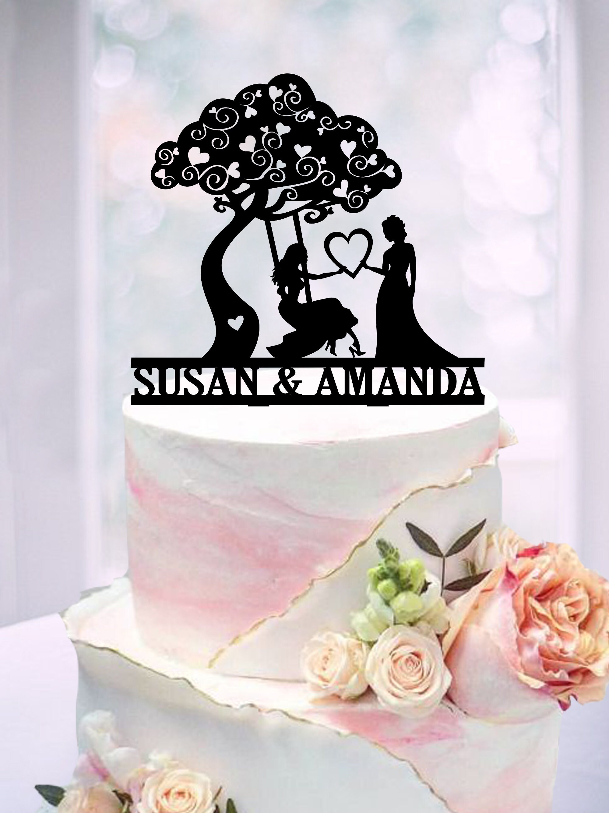 Lesbian Cake Topper With Names Tree Lesbian Wedding Topper - Etsy Australia