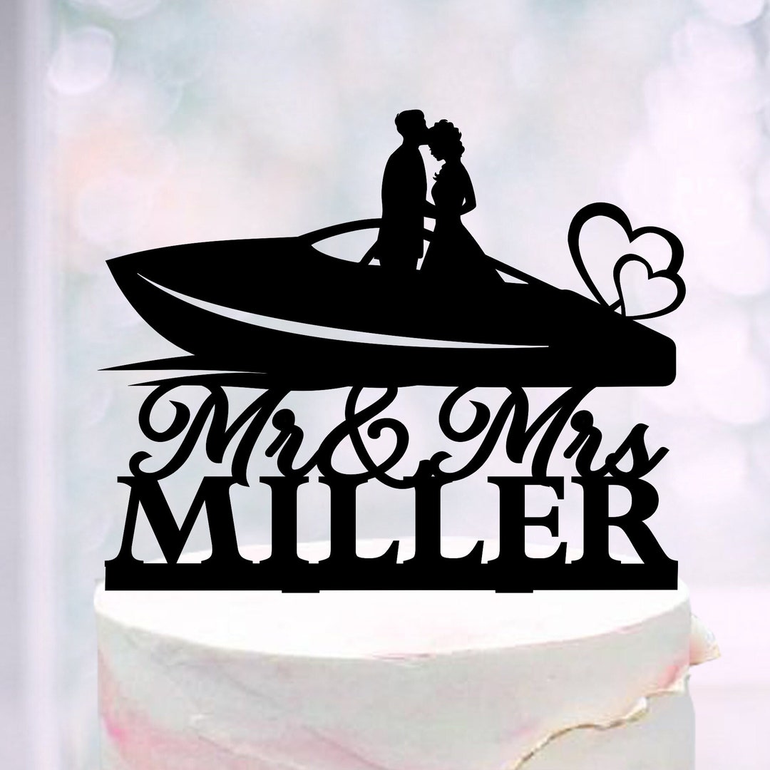Boat Wedding Cake Topper, Nautical Cake Topper, Driving Boat Cake ...