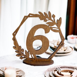 Table Numbers, Elegant Wooden Table Numbers, Hexagon Table Numbers ...