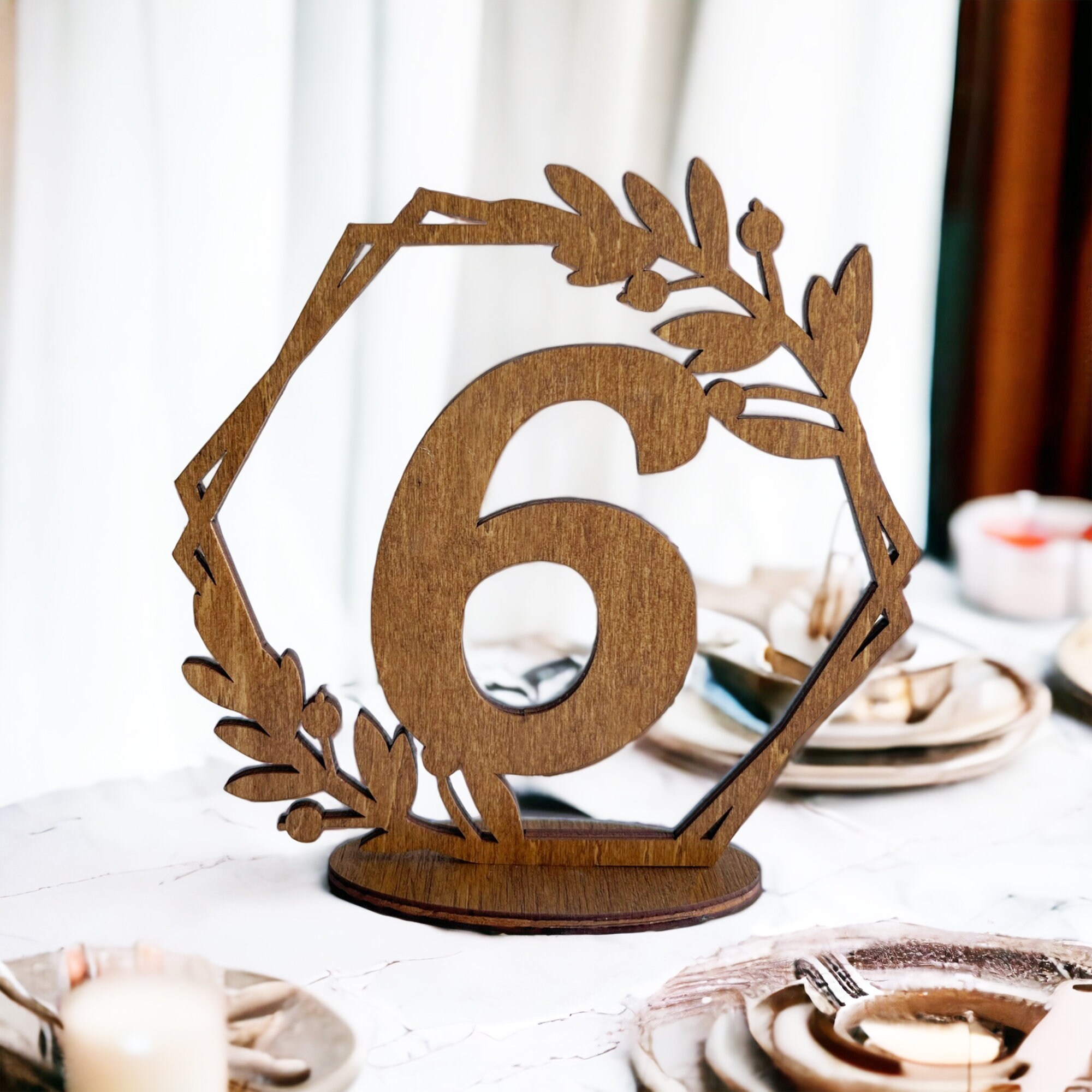 Table Numbers, Elegant Wooden Table Numbers, Hexagon Table Numbers ...