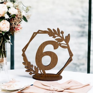Table Numbers, Elegant Wooden Table Numbers, Hexagon Table Numbers ...