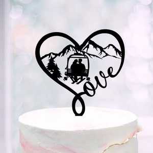 Ski Wedding Cake Topper, Winter Wedding Topper, Skiing Ski Lift Cake ...