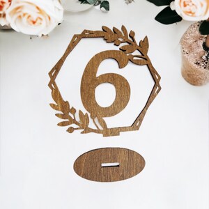 Table Numbers, Elegant Wooden Table Numbers, Hexagon Table Numbers ...