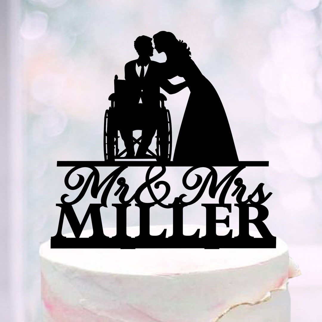 Wheelchair Wedding Cake Topper, Groom in Wheelchair Cake Topper, Bride ...