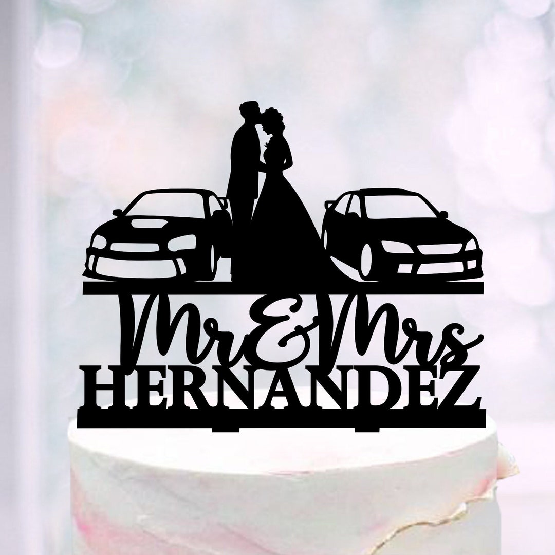 Car Wedding Cake Topper, Custom Car Silhouette Topper, Drivers Wedding ...
