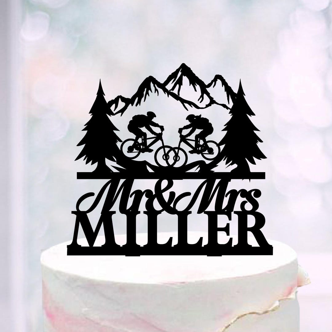 Mountain Bike Wedding Cake Toppers, Bicycle Wedding Adventure Awaits ...