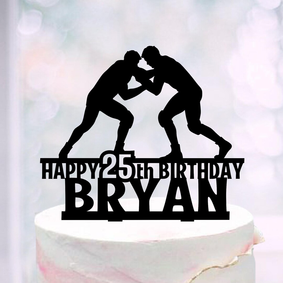 Name and Age Wrestling Birthday Cake Topper, Personalized Wrestlers ...