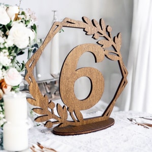 Table Numbers, Elegant Wooden Table Numbers, Hexagon Table Numbers ...