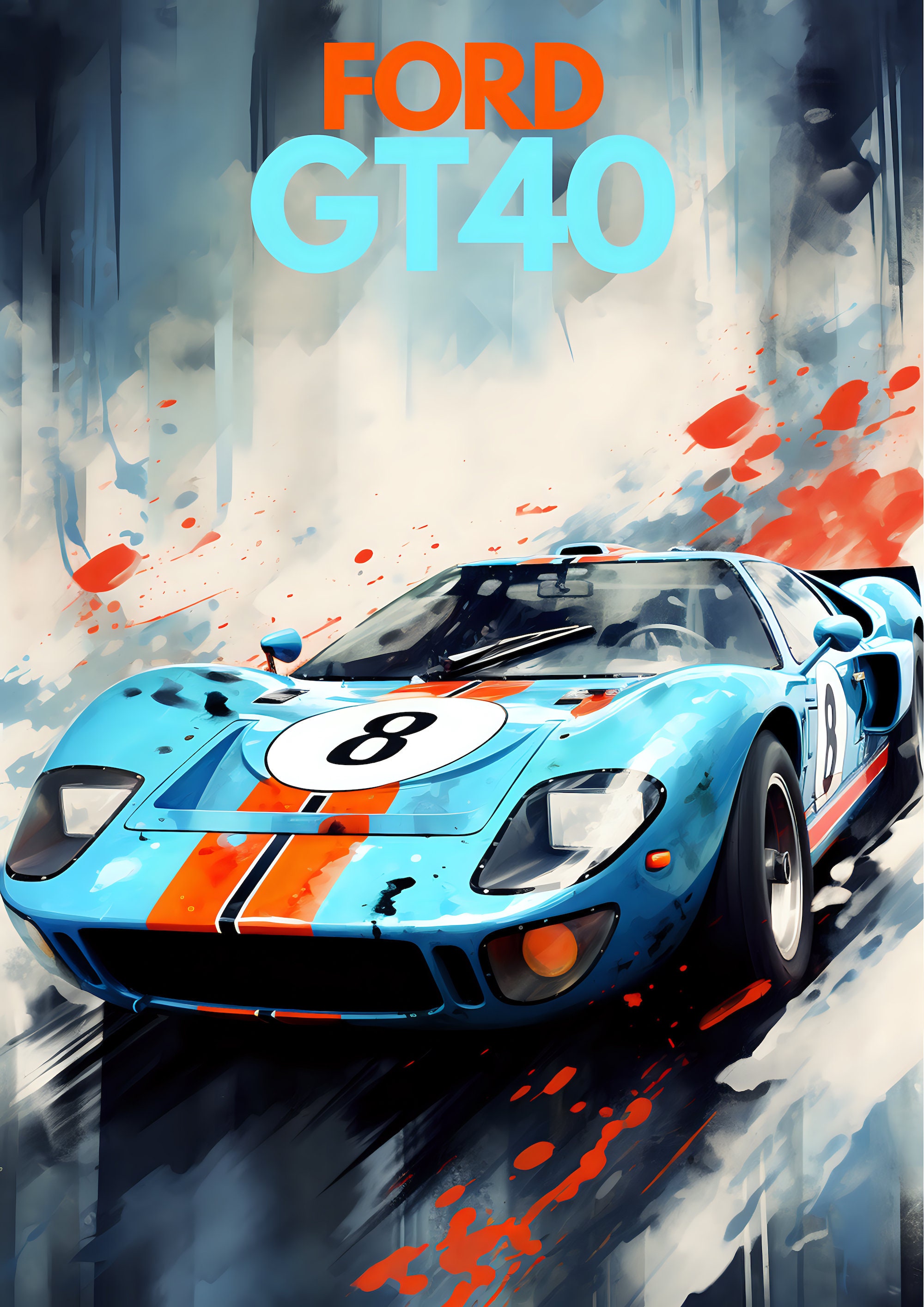 Ford GT40 Print, 1960s Car Print, Ford GT40 Poster, Car Art, Race Car ...
