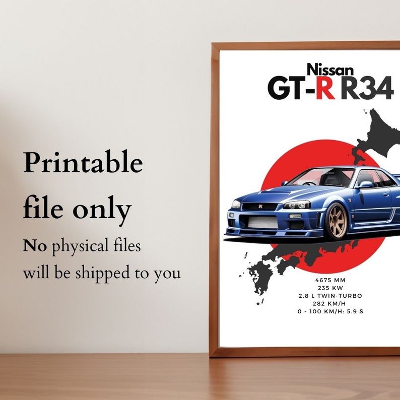 Bring Home the Nissan Skyline GTR R34 Poster Today! Nissan Skyline Gt-r ...