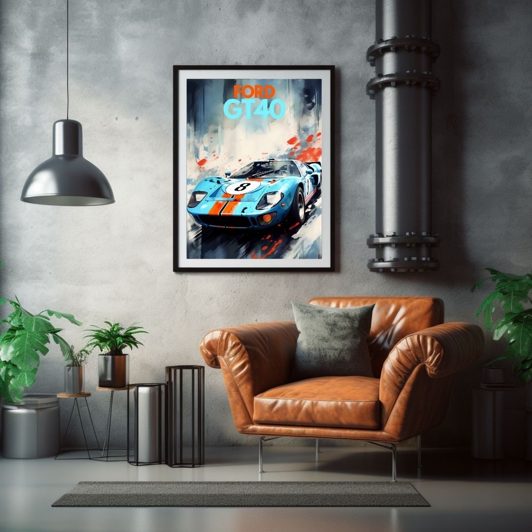 Ford GT40 Print, 1960s Car Print, Ford GT40 Poster, Car Art, Race Car ...