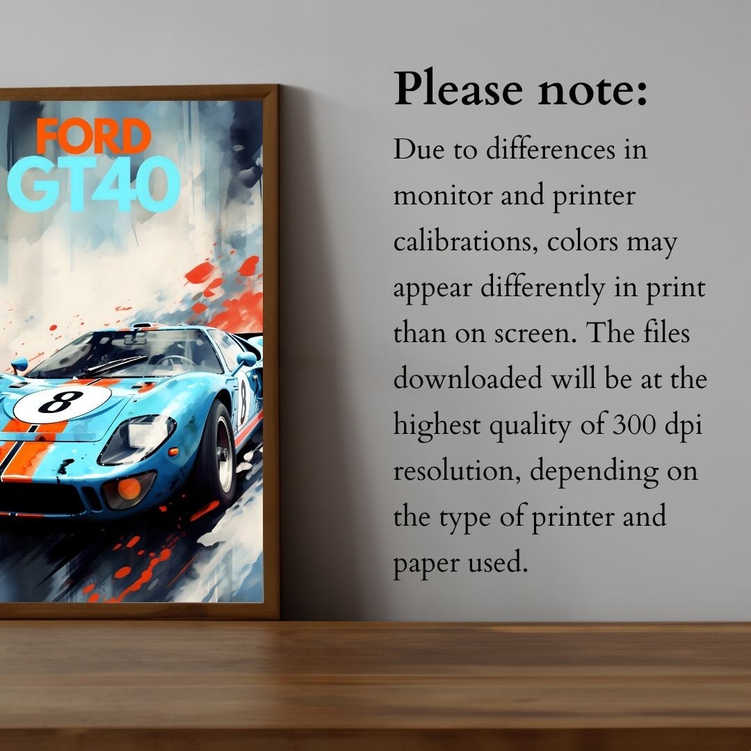 Ford GT40 Print, 1960s Car Print, Ford GT40 Poster, Car Art, Race Car ...