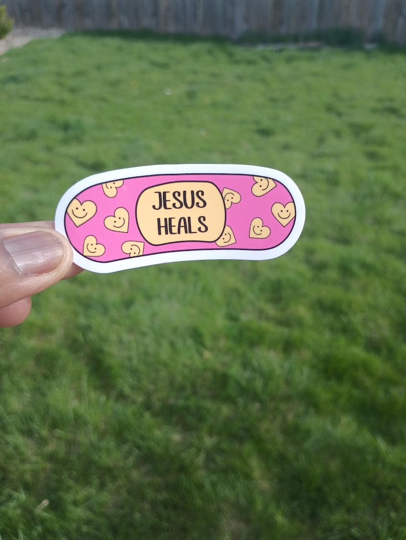 Jesus Heals Sticker – Faith Bandage Design, Christian Healing Decal ...