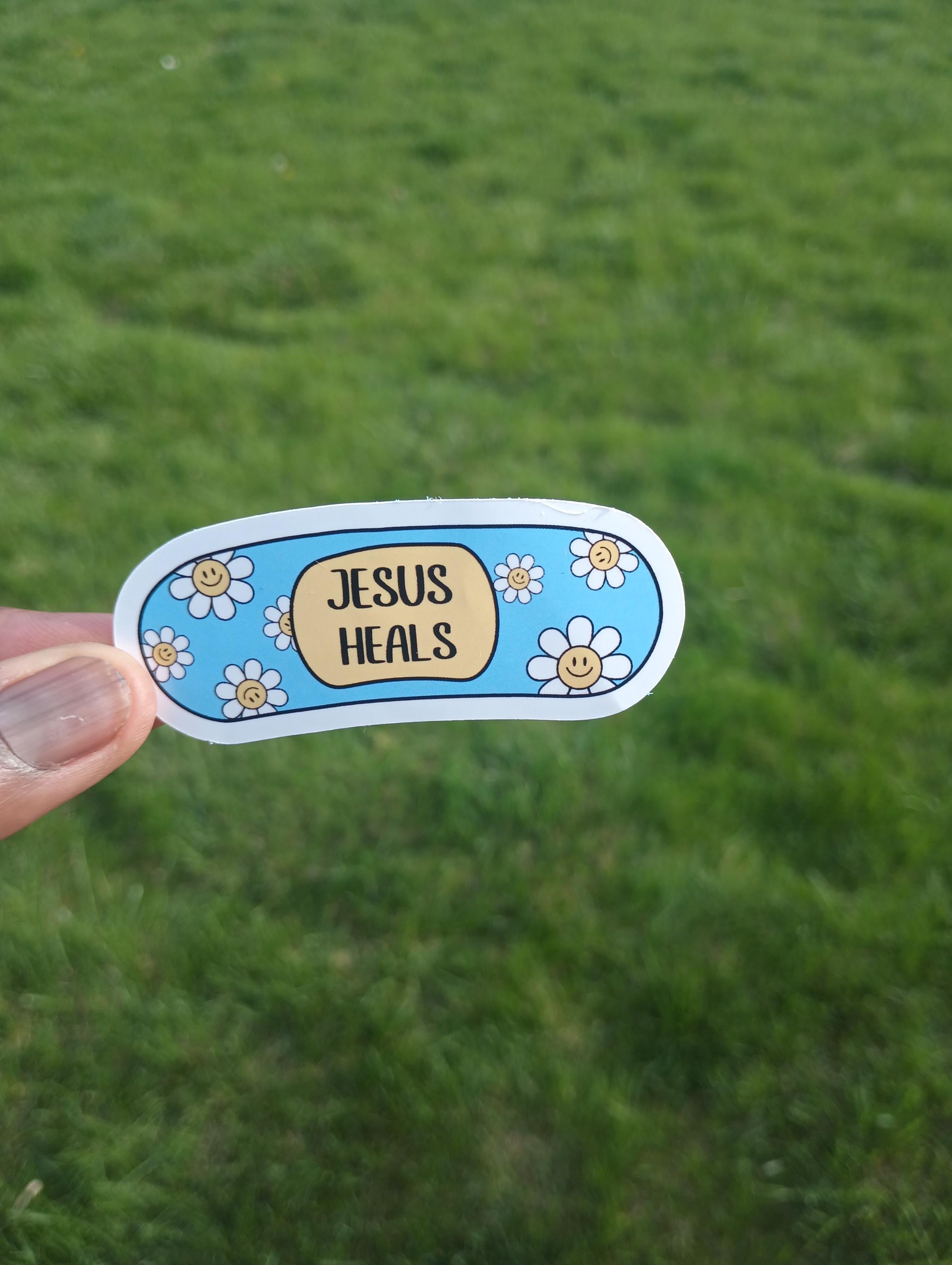 Jesus Heals Sticker – Faith Bandage Design, Christian Healing Decal ...