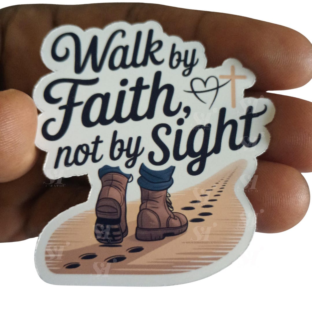 Walk by Faith Sticker: Christian Footprints Vinyl Decal - Etsy